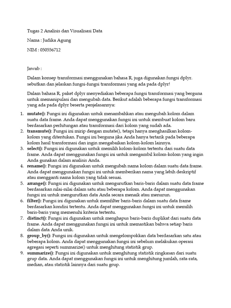 Tugas 2 Analisis Dan Visualisasi Data | PDF | Komputer | Teknologi & Rekayasa