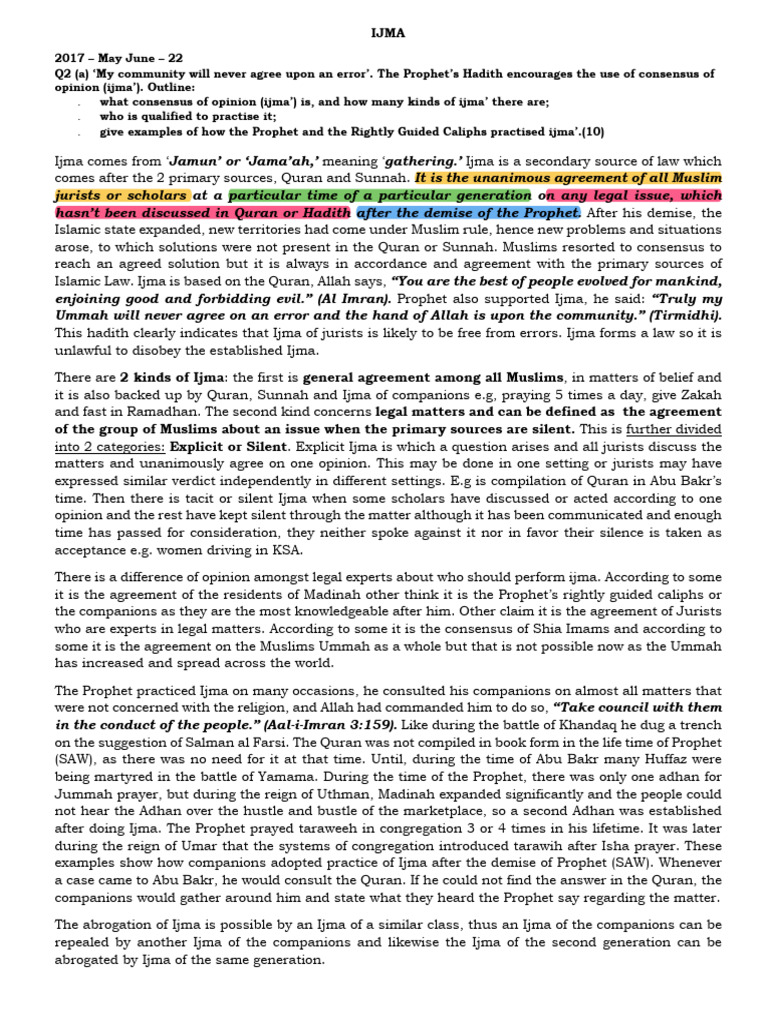 Ijma | PDF | Islamic Philosophy | Islamic Jurisprudence