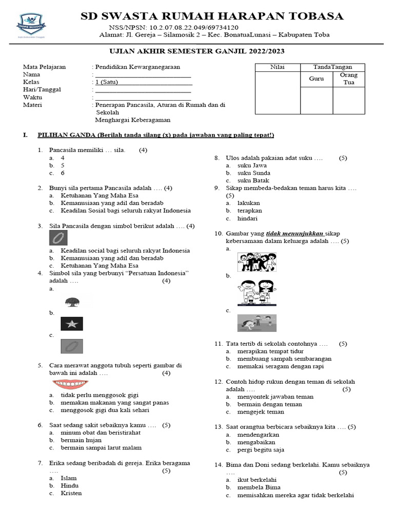Soal Uas Ganjil Pancasila | PDF