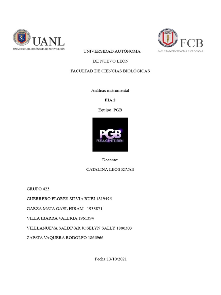 PIA 2 Analisis PGB | PDF | Agua | Agua potable