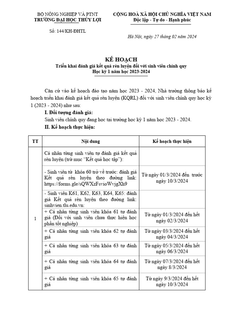 1 - Thong Bao Ren Luyn K 1 (23-24) | PDF