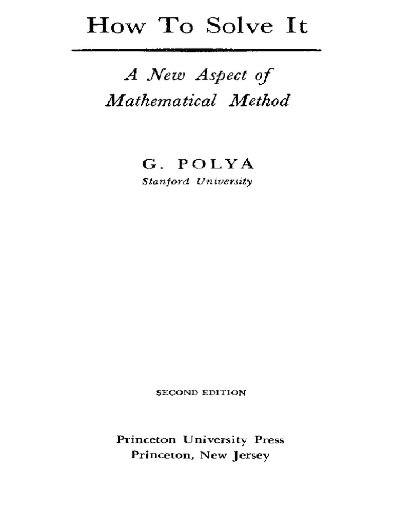 (Princeton Paperbacks, 246) G. Polya - How To Solve It - A New Aspect ...