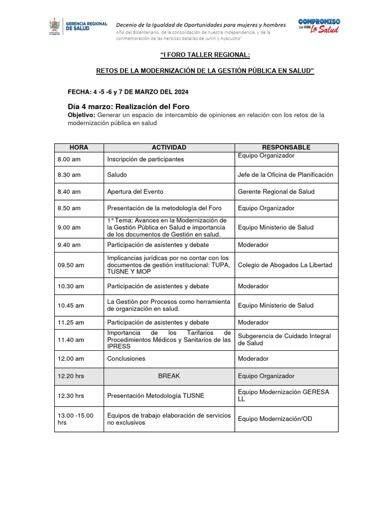 Programa Del Foro Taller | PDF