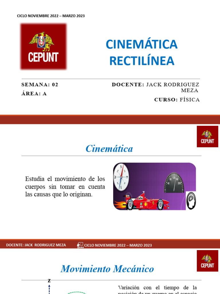 Semana N°2 - Cinemática Rectilínea | PDF | Velocidad | Aceleración