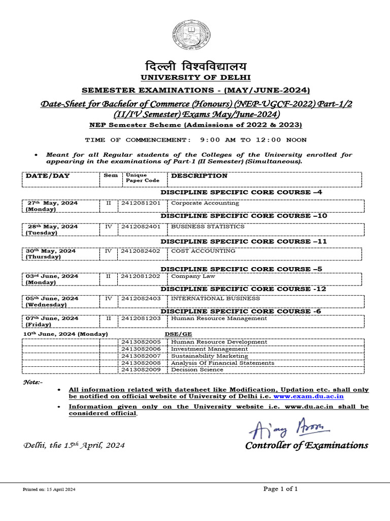 2024-04-15-NEP-BCOM H-23-Sem - II | PDF | Economies | Business