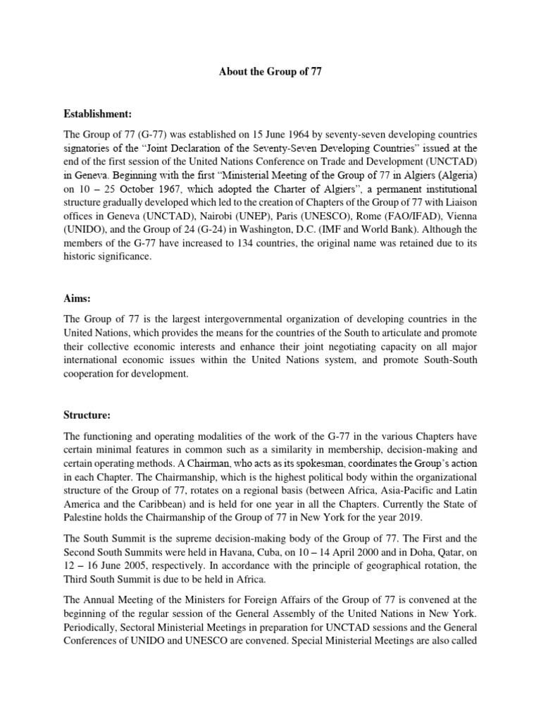 About The Group of 77 | PDF | International Relations | Global Politics