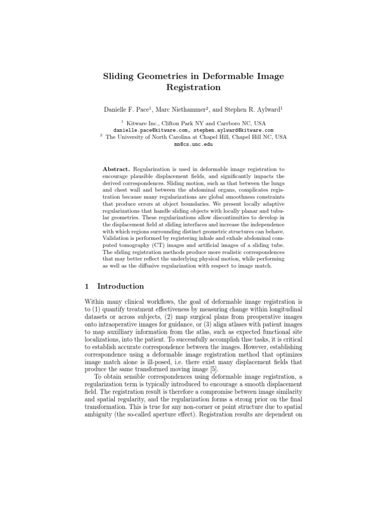 Sliding Geometries in Deformable Image Registration | PDF | Plane ...