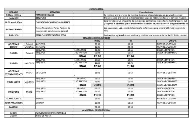 Programa de Olimpiadas 2024 | PDF