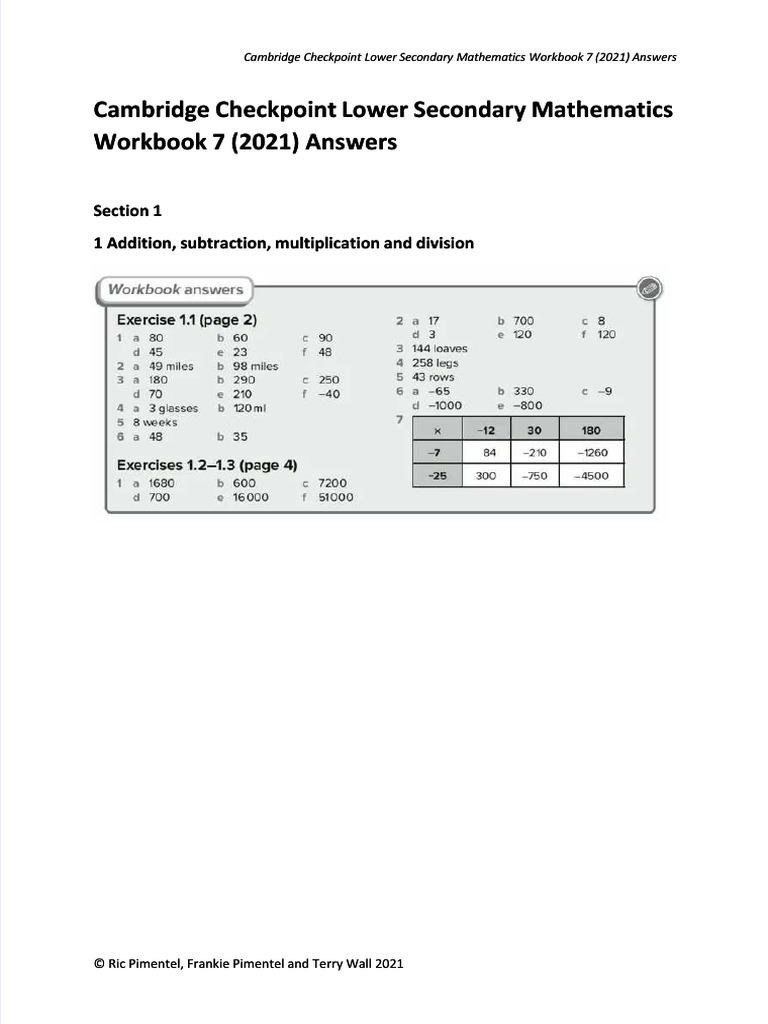 PDF Lower Secondary Mathematics Answers Stage 7 - Compress | PDF ...