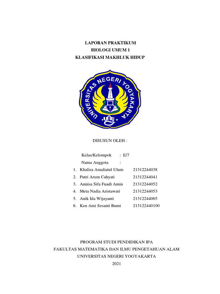 Laporan Resmi Klasifikasi Makhluk Hidup | PDF | Kesehatan Holistik