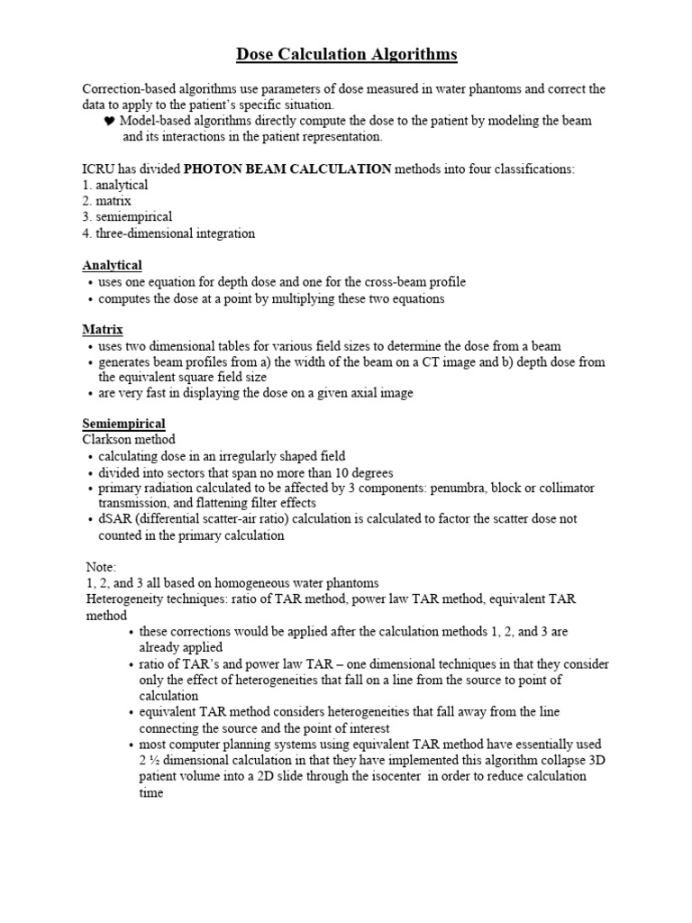 Calculation Algorithm Review-1 | PDF | Convolution | Absorbed Dose