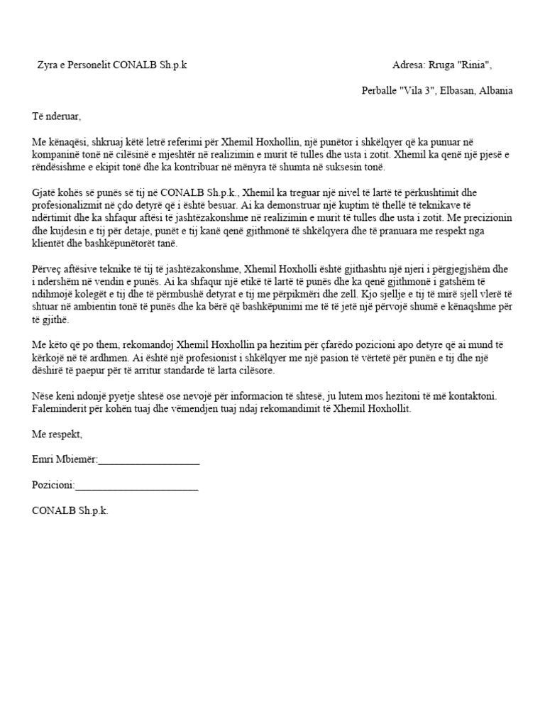 Leter Referimi | PDF