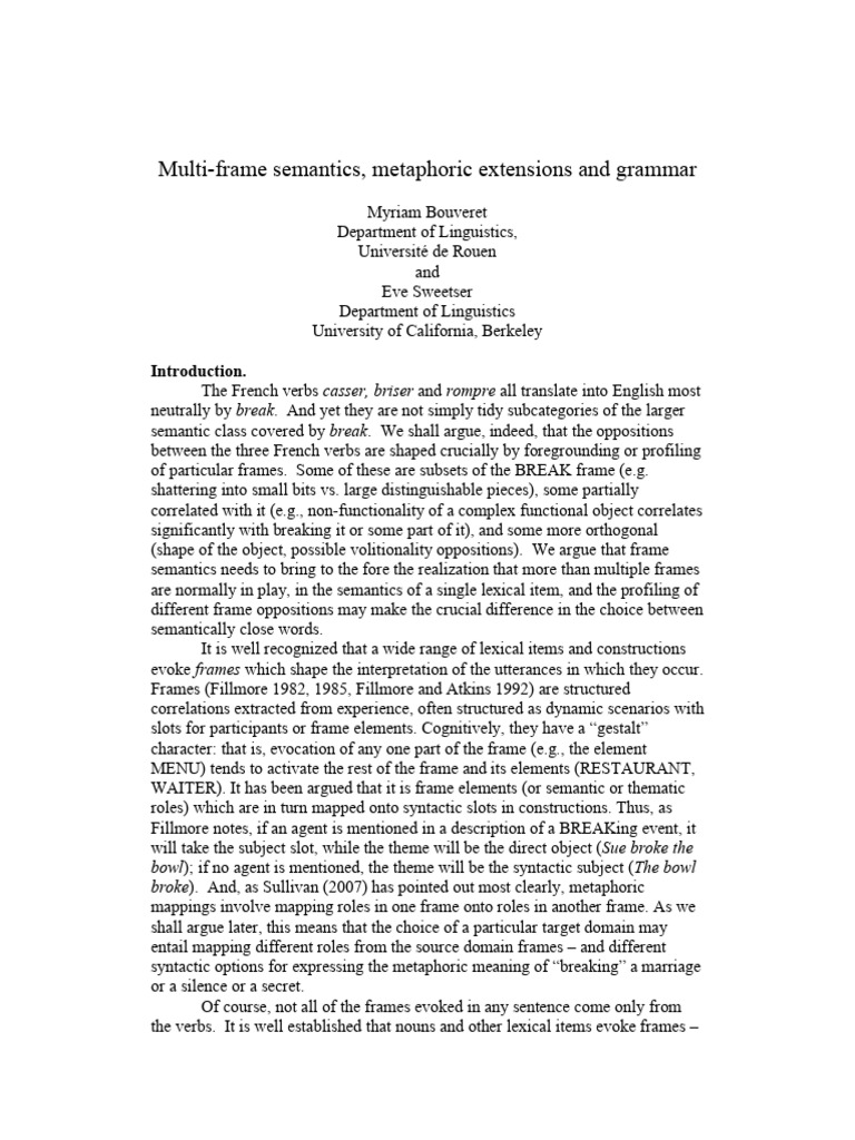 Bouveret SweetserBLS09 | Download Free PDF | Lexical Semantics | Idiom