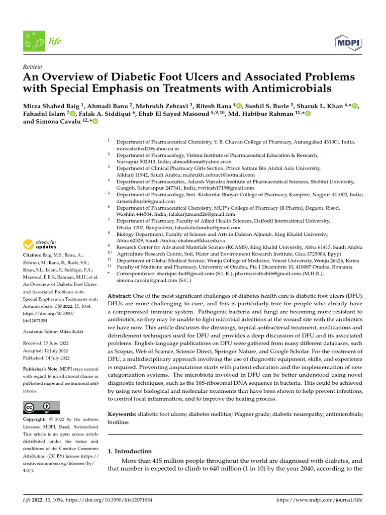 An Overview of Diabetic Foot Ulcers and Associated Problems With ...
