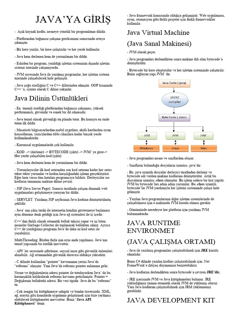 Java'Ya Giriş: Java Virtual Machine (Java Sanal Makinesi) | PDF
