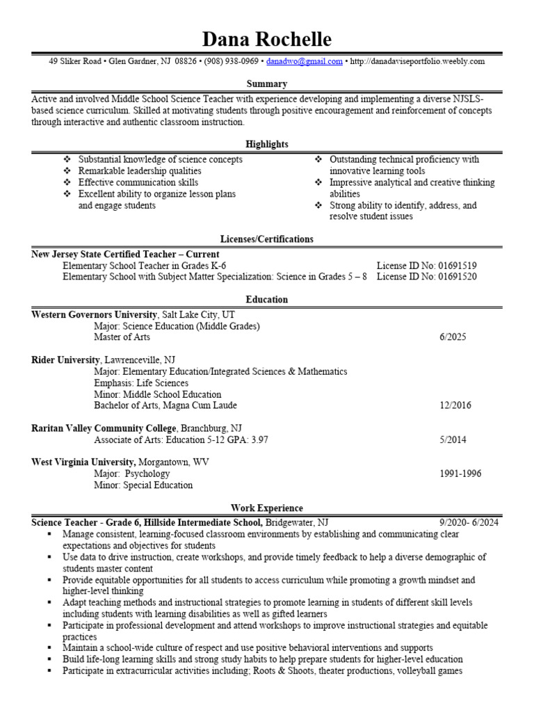 dana new teaching resume 2024 | PDF | Teachers | Learning
