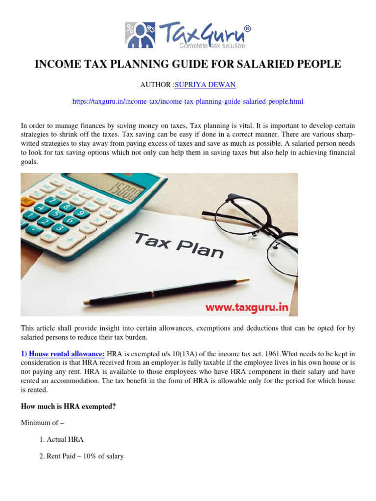 Tax Tips for Salaried Individuals | PDF | Tax Deduction | Taxes