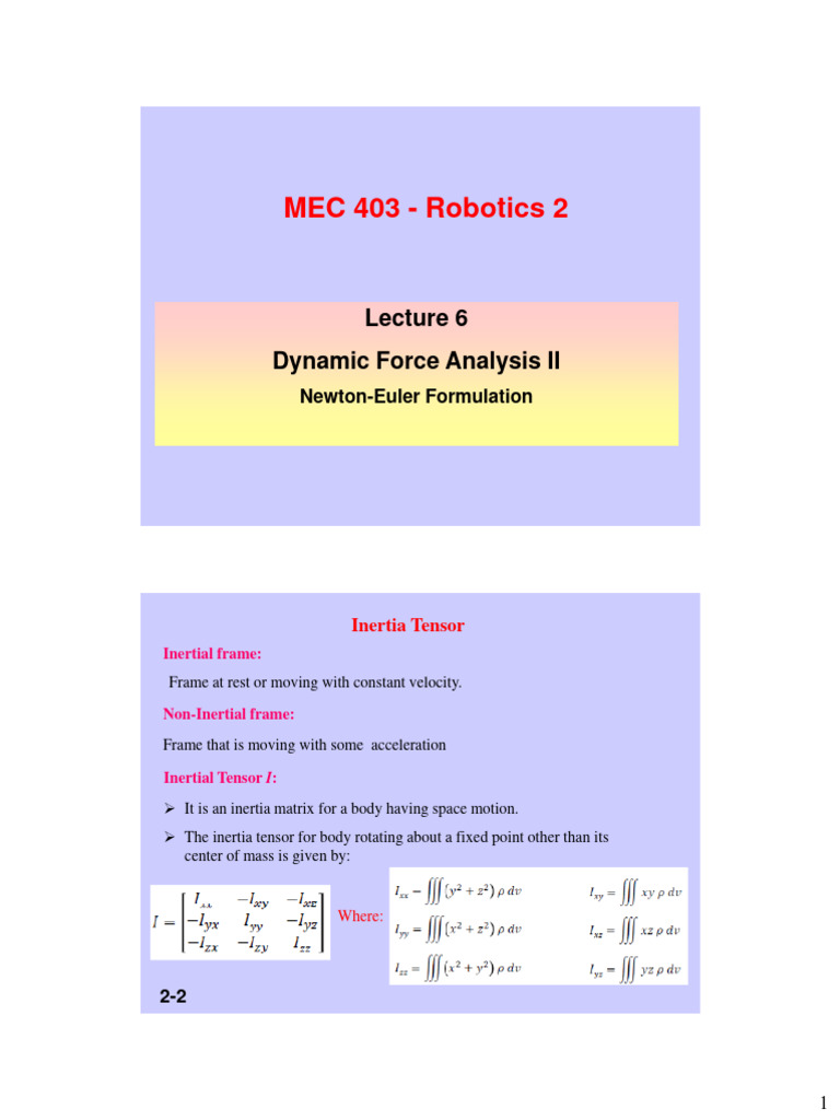 Lecture 6 - Kamal - Dynamic Force Analysis II | PDF | Force | Rotation