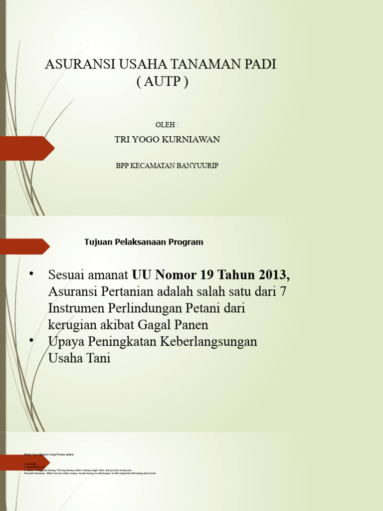 Asuransi Usaha Tanaman Padi (Autp) | PDF | Teknologi & Rekayasa