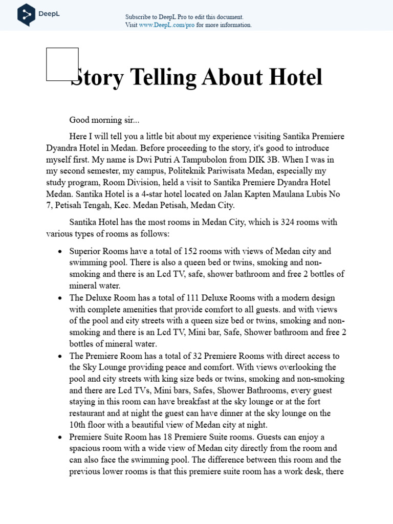 Story Telling About Hotel en | PDF | Room | Bathroom