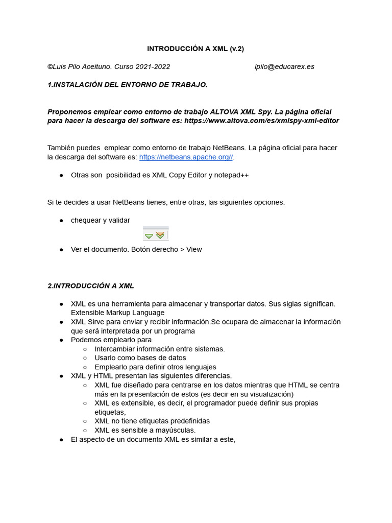 Introducción A XML | PDF | Xml | HTML
