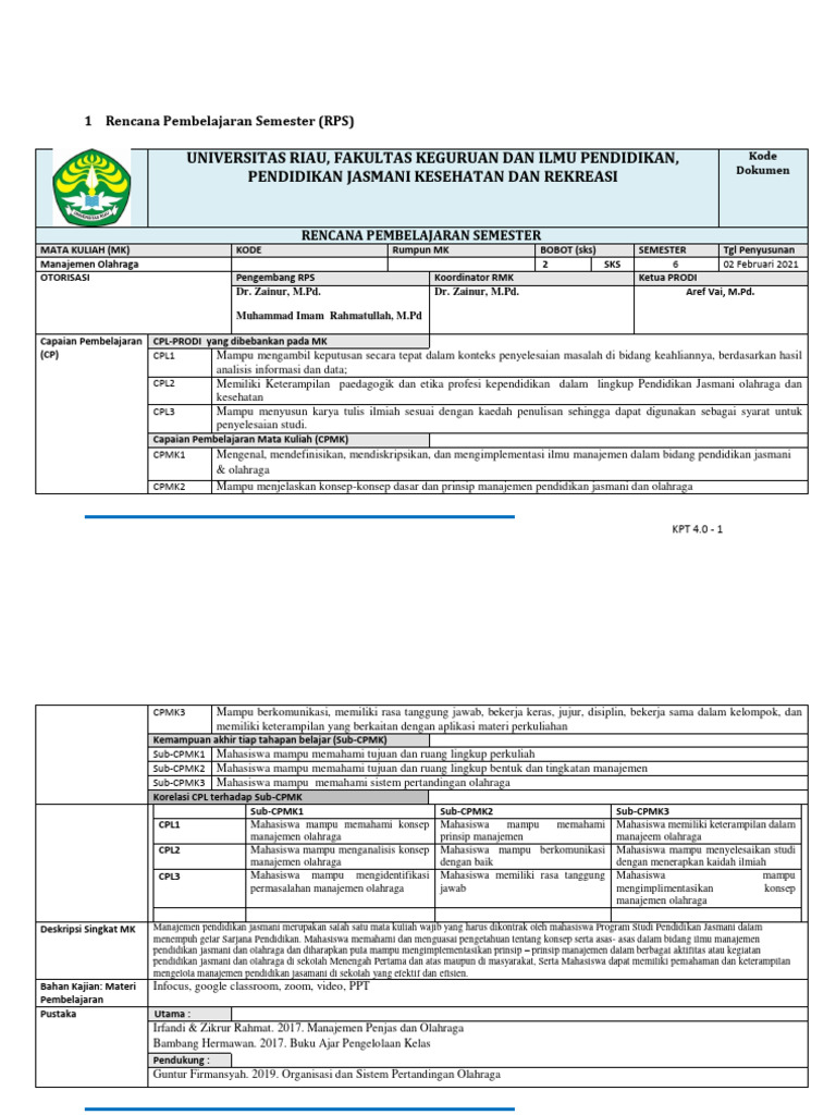 Rps Manajemen Obe | PDF