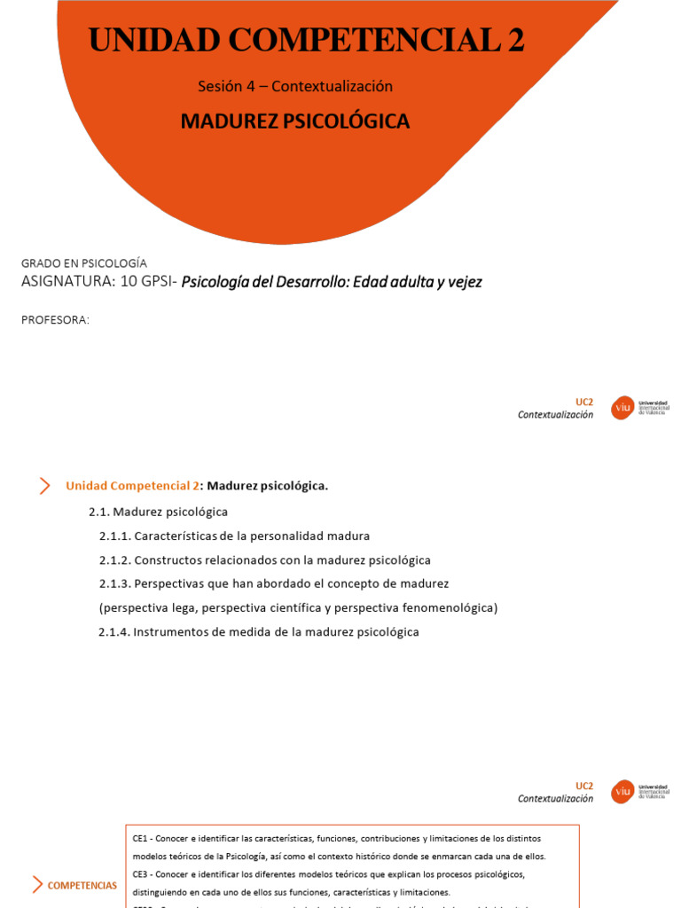 UC2 Sesión 4 CONT | Descargar gratis PDF | Sicología | Adultos