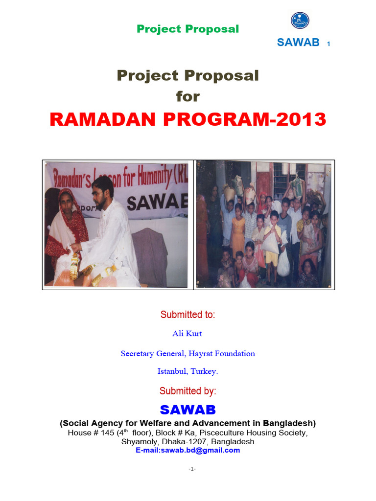 Ramadan Program Proposal 2013 | PDF | Bangladesh | Welfare