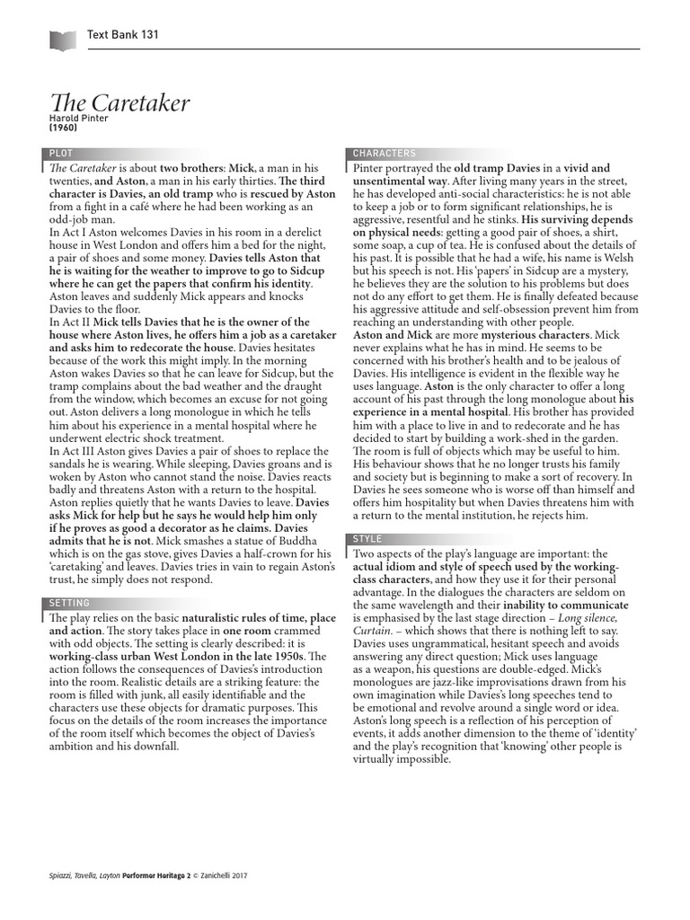 TB131 Pinter The Caretaker | PDF | Art | Mystery, Thriller & Crime Fiction