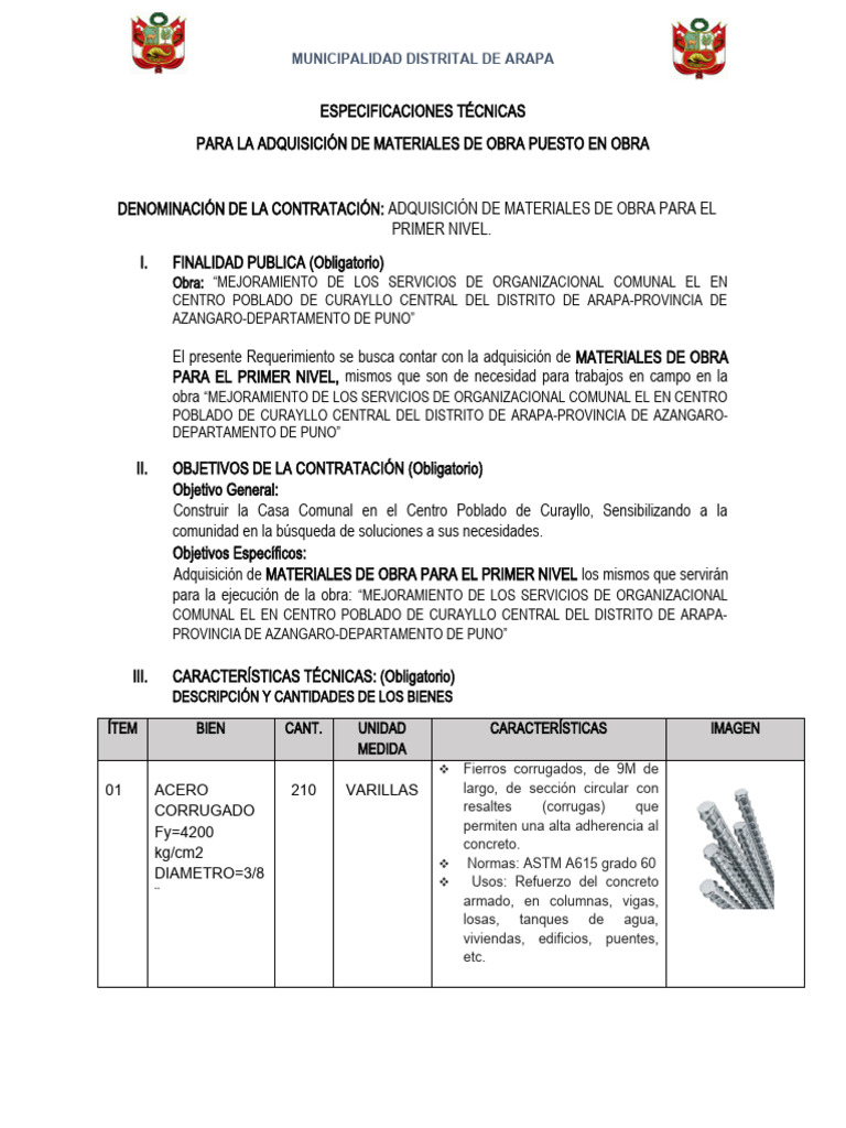 Adquisición de Materiales de Obra en Arapa | PDF | Corrupción política ...