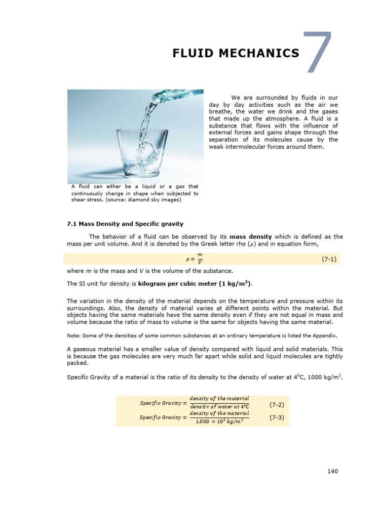 Chapter 7 Fluid Mechanics | Download Free PDF | Density | Fluid Dynamics