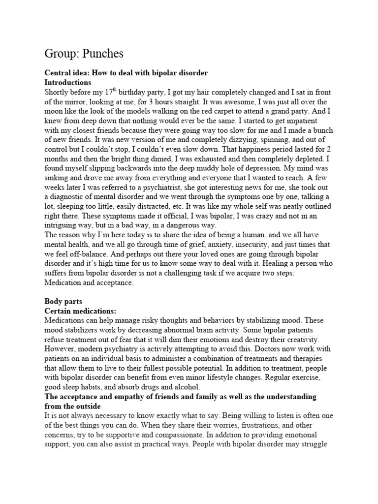 Script Group Punches | PDF | Mental Disorder | Bipolar Disorder