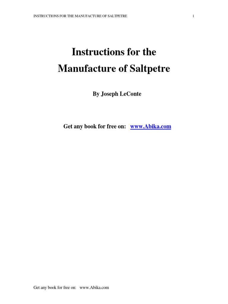 Instructions For The Manufacture of Saltpetre | PDF | Soil | Chemistry