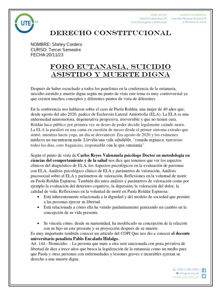 Resumen Del Foro de Eutanasia | PDF | Ciencias sociales | Ciencia y matemáticas