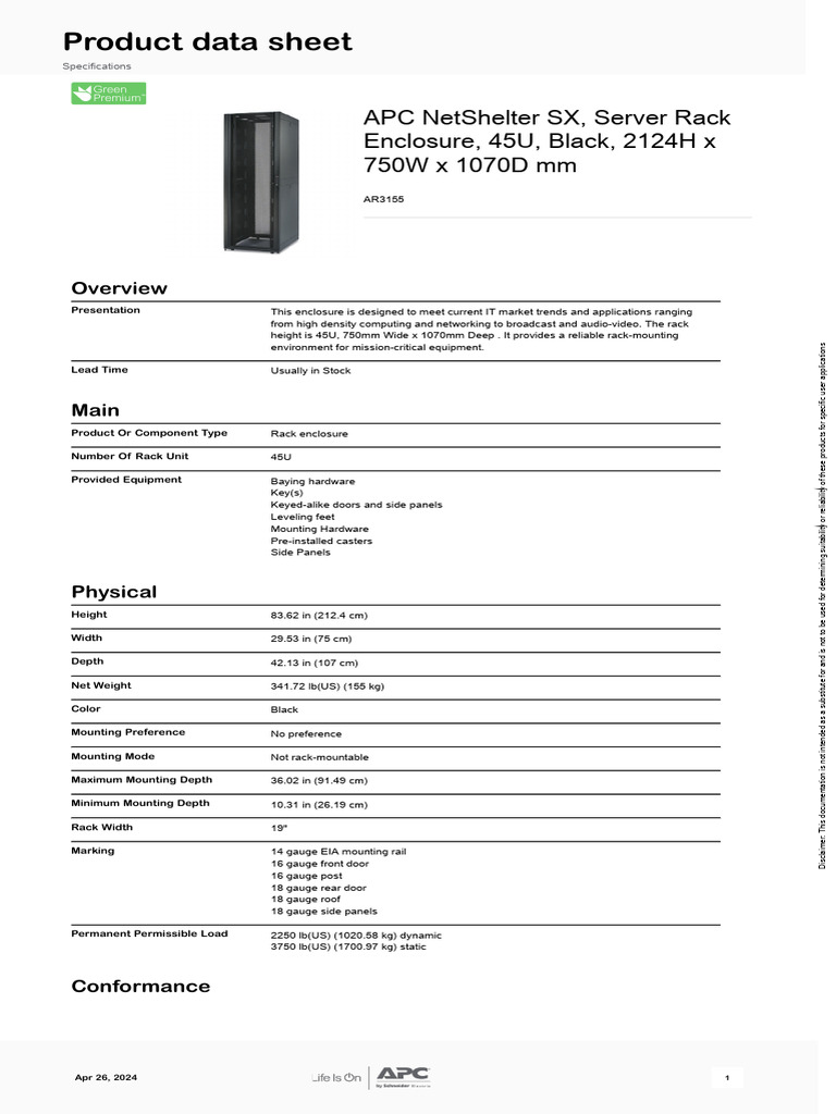 APC_NetShelter-SX-Enclosures_AR3155 | PDF | Computing