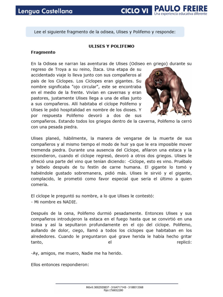 Ulises y Polifemo: Engaño y Venganza | PDF | Odiseo | Odisea