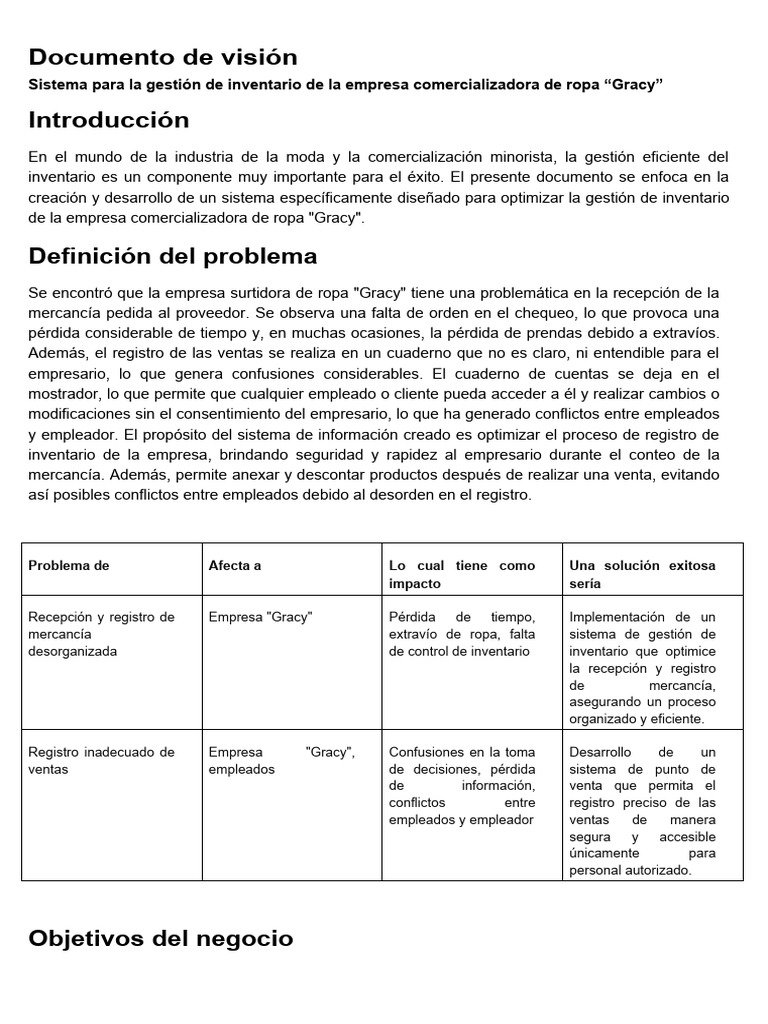Documento de Visión | PDF | Contabilidad | Calidad (comercial)