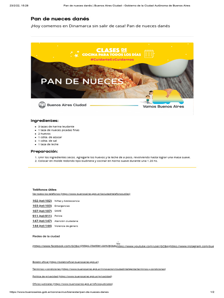 Pan de nueces danés _ Buenos Aires Ciudad - Gobierno de la Ciudad Autónoma de Buenos Aires | PDF
