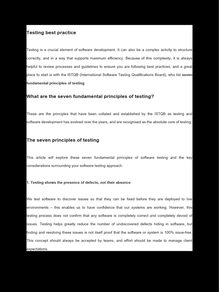 Testing best practice | PDF | Software Testing | Usability Testing best practice | PDF | Software Testing | Usability