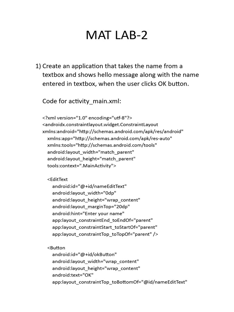 Mat Lab2 | PDF | Android (Operating System) | Page Layout