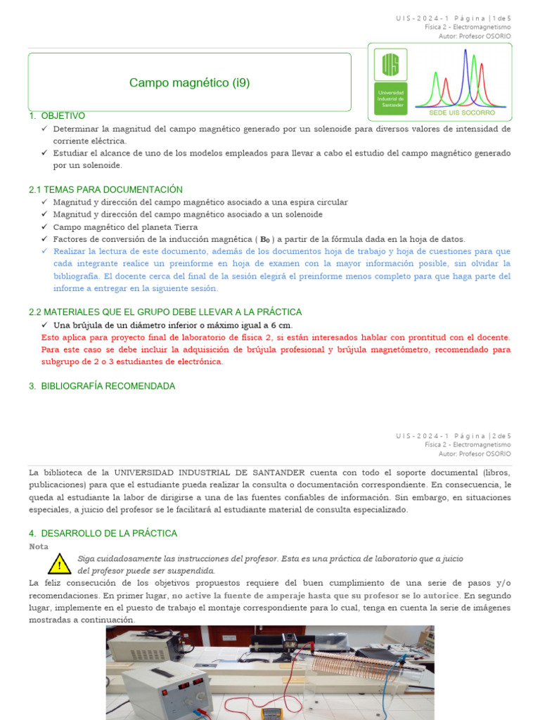 B Campo Magnético - Guia | PDF | Campo magnético | Electromagnetismo
