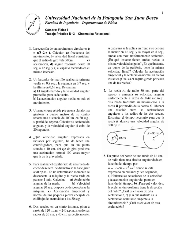 TPN°3 Cinemática Rotacional | PDF | Aceleración | Velocidad