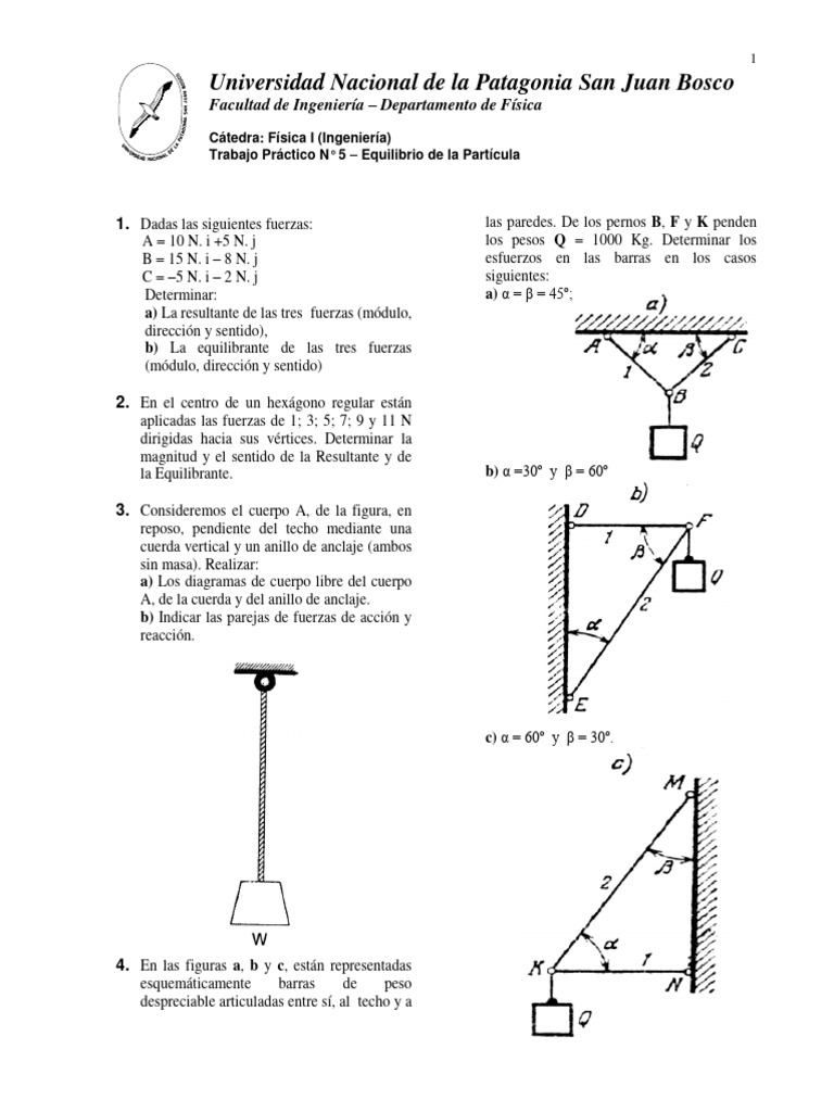 TPN°5 Equilibrio de la Particula | PDF | Fricción | Fuerza