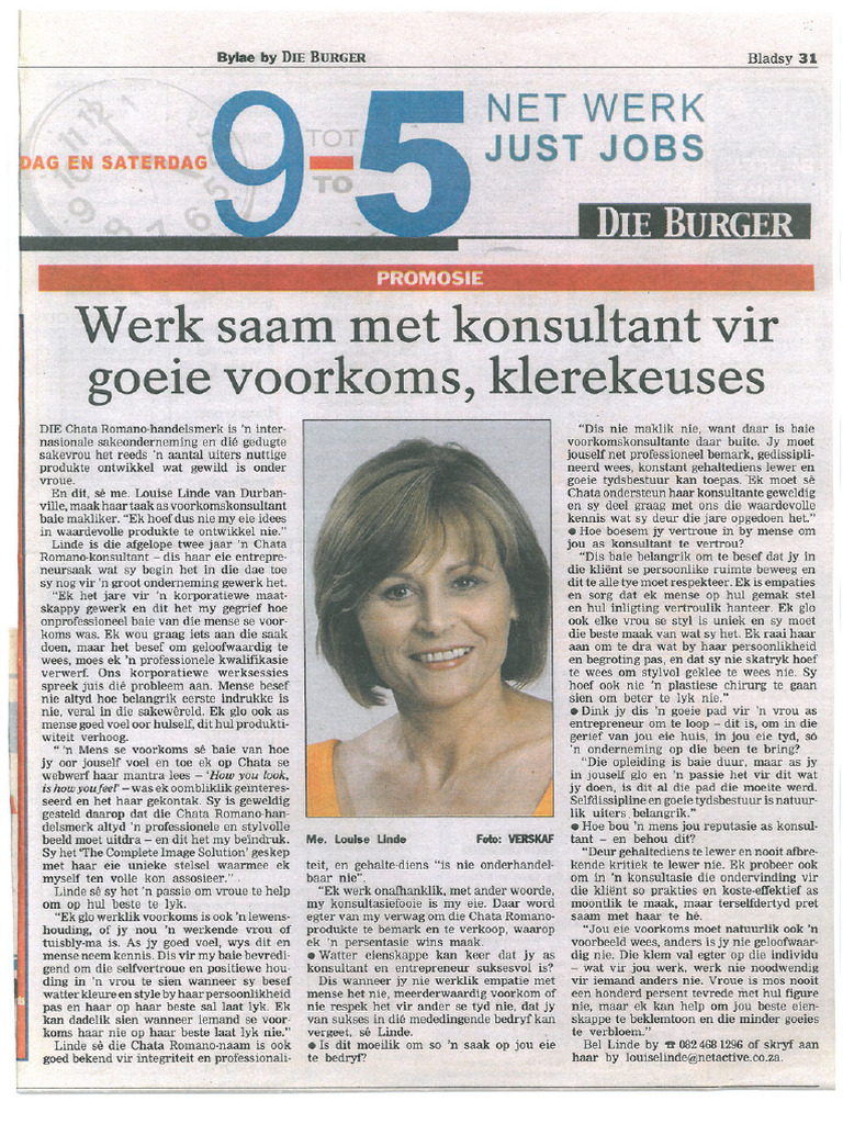 9 - 5 Die Burger Afrikaans Newspaper | PDF