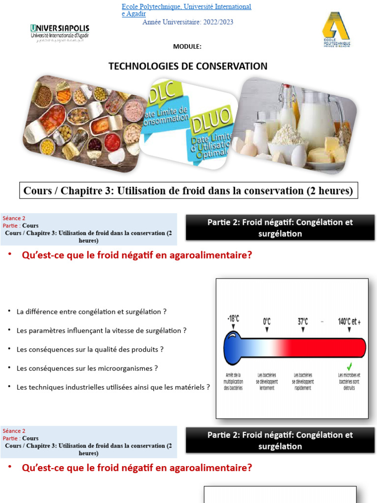 Cours Chapitre 3 Utilisation Du Froid Négatif (2 Heures) (1) | PDF | Température | Transfert ...