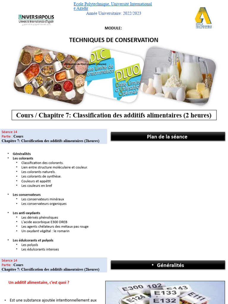 Classification des additifs alimentaires | PDF | Antioxydant | Nourritures