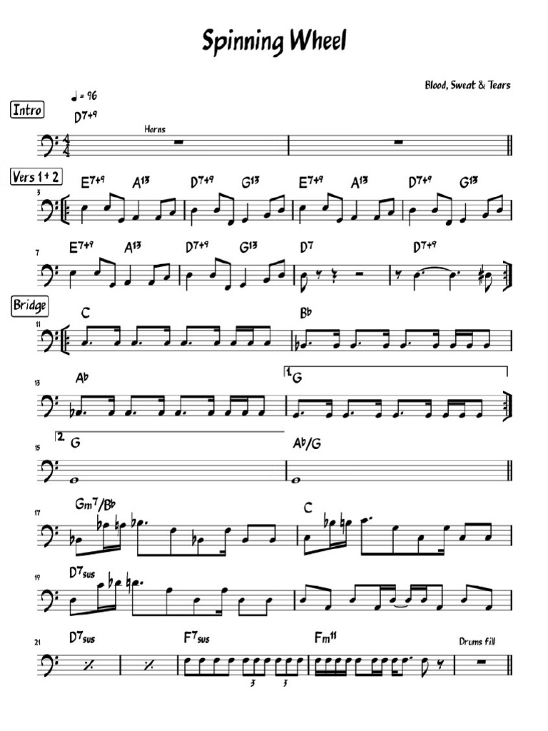 Blood, Sweat and Tears - Spinning Wheel | PDF