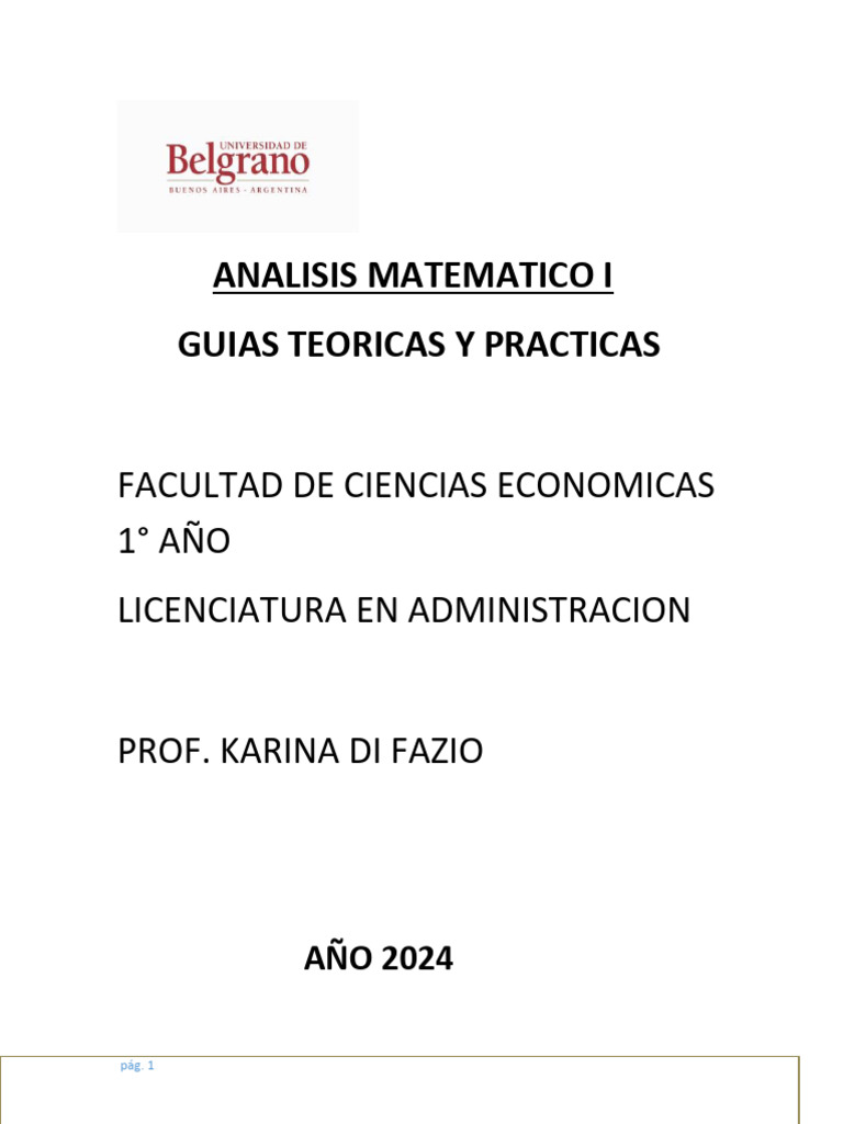Ub Cuadernillo Administracion Analisis Matematico I | PDF | Exponenciación | Multiplicación