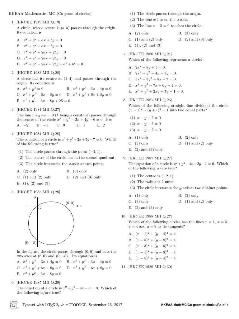 19 Hkeaa m Mc Co-geom of Circles | PDF | Circle | Cartesian Coordinate ...
