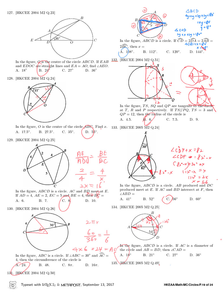 15 Hkeaa m Mc Circles | PDF | Circle | Geometric Shapes